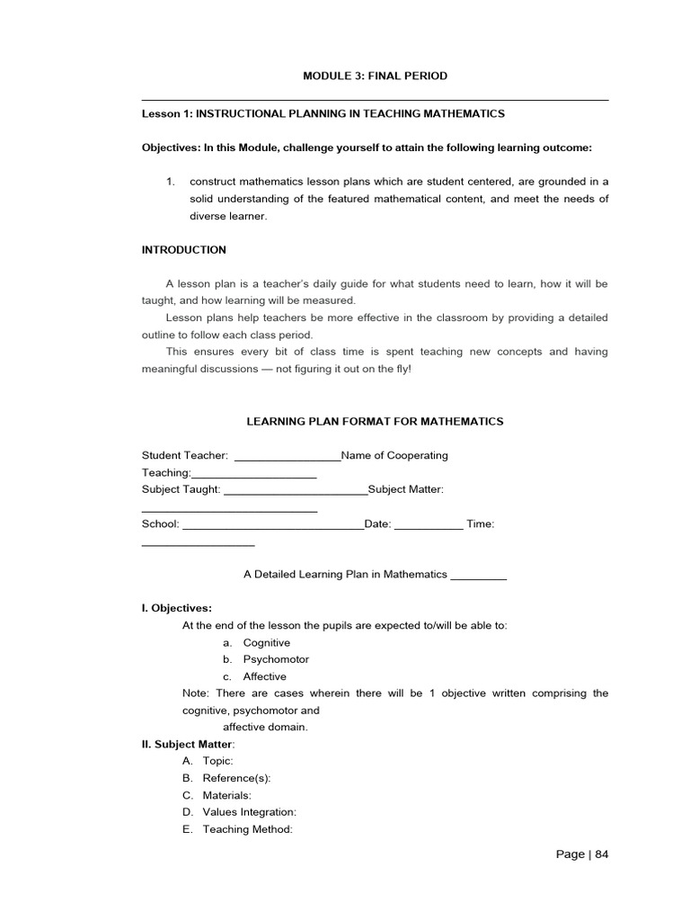 Ged11module Final | PDF | Lesson Plan | Geometry