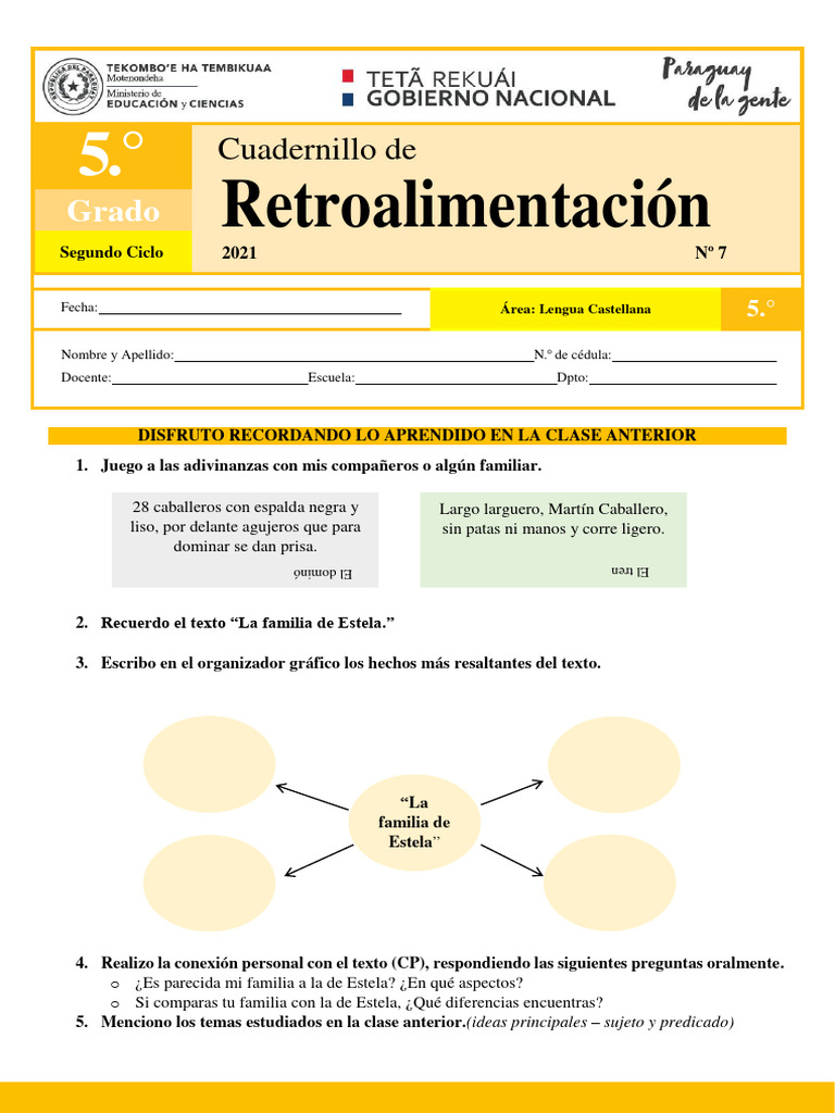 Quinto Grado-Lengua Castellana - Retro #7-VF | PDF | Asunto (gramática)