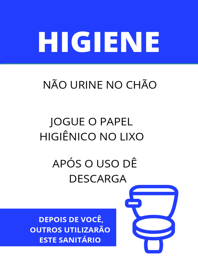 Cartaz de Placas e Avisos para Higiene Dos Banheiros | PDF
