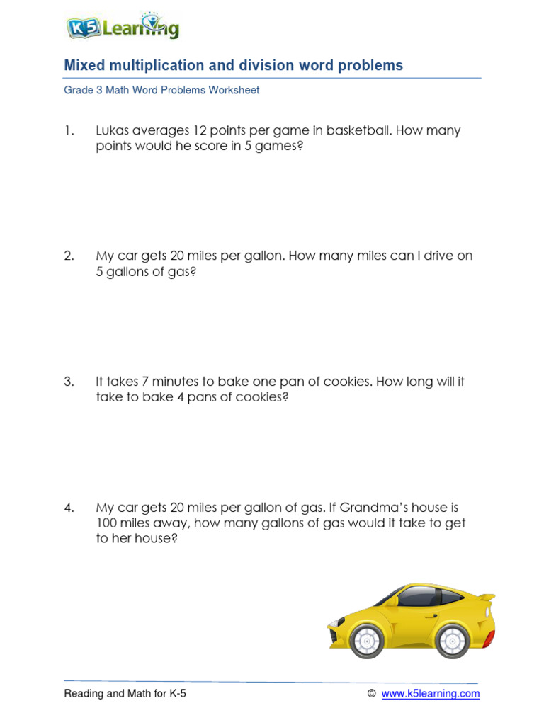 Grade 3 Mixed Multiplication and Division Word Problems C | PDF Grade 3 Mixed Multiplication and Division Word Problems C | PDF
