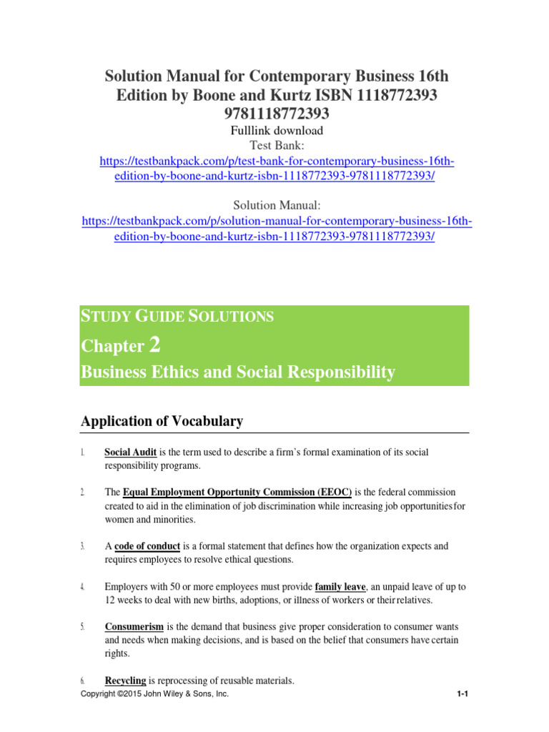 Solution Manual For Contemporary Business 16th Edition by Boone and ...