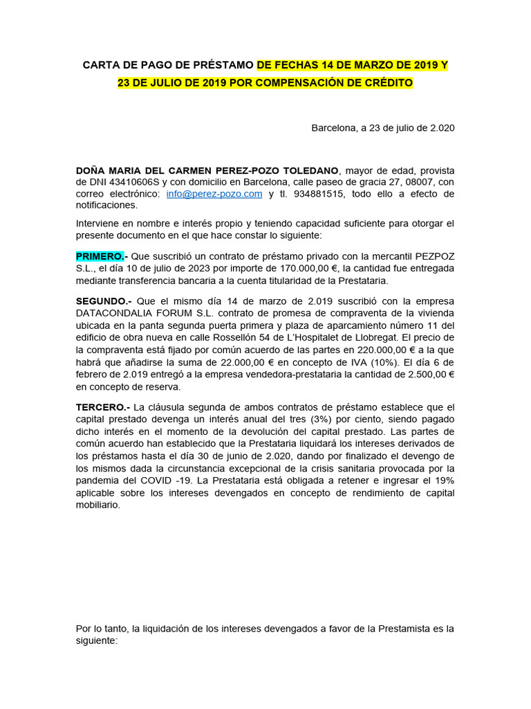 CARTA DE PAGO Plantilla | PDF