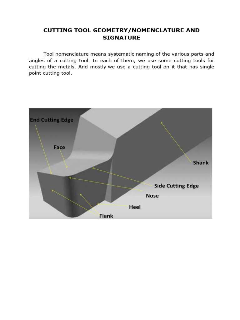 Single Point Cutting Tool Geometry | PDF | Business | Technology ...