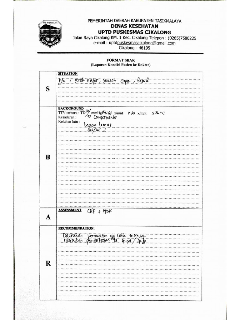 Bukti Komunikasi Sbar Dan Obs Selama Rujukan | PDF