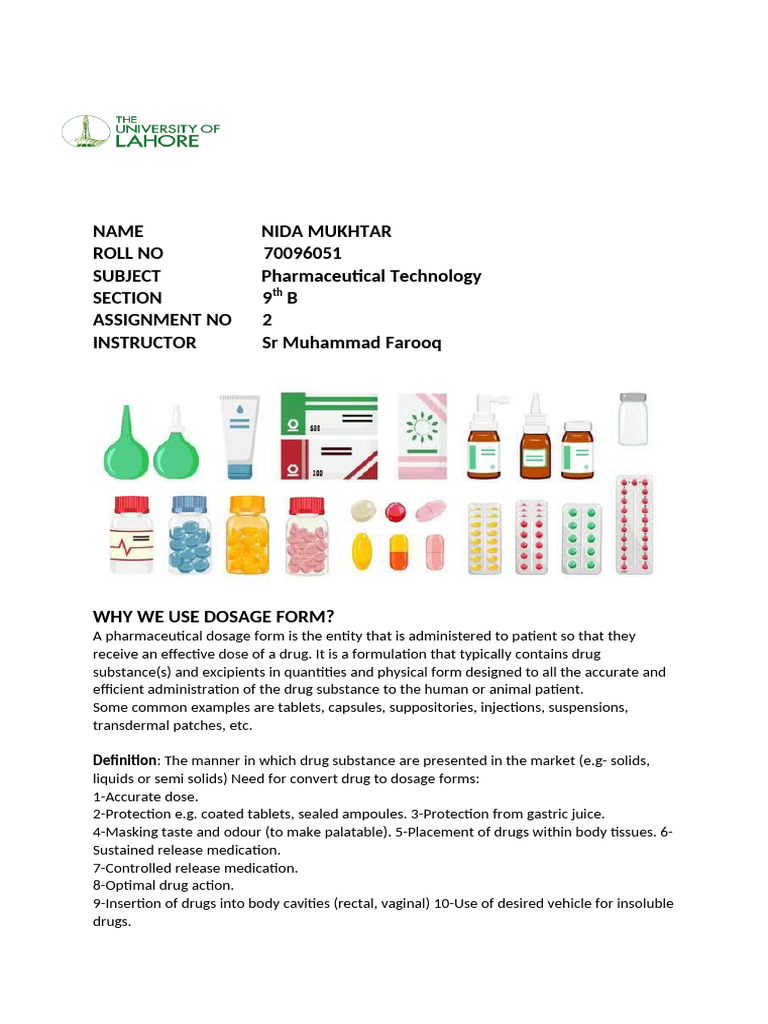 Dosage Form | PDF | Tablet (Pharmacy) | Topical Medication