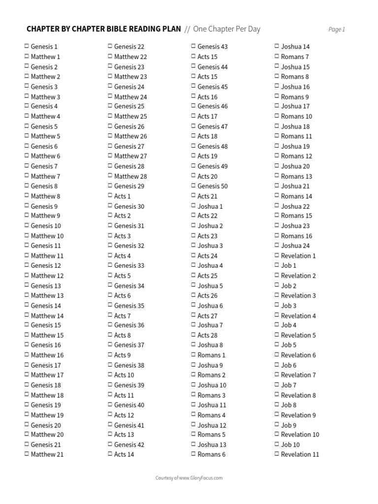 Chapter-a-Day Bible Reading Plan | PDF