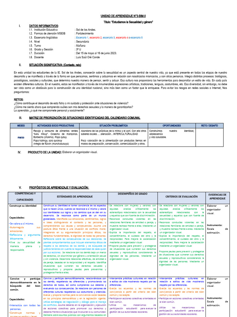 3° Unidad de Aprendizaje 3 | PDF