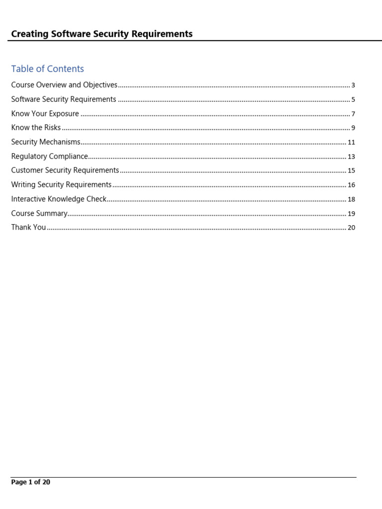 COD 103 Creating Software Security Requirements | PDF | Security | Computer Security