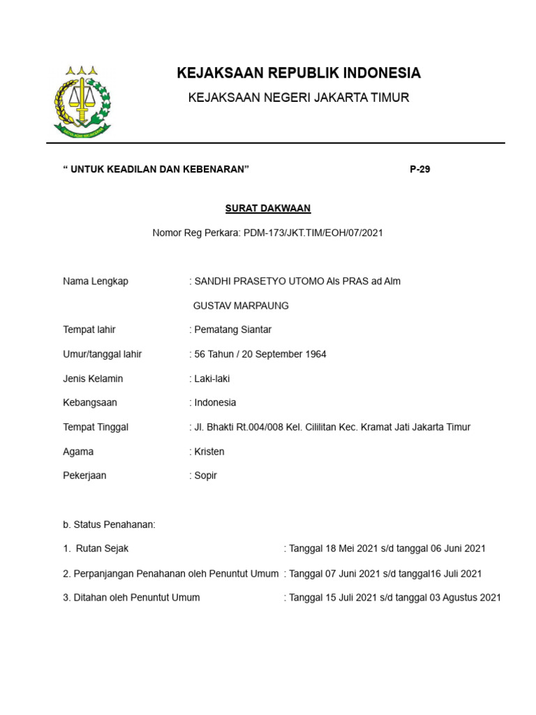 Surat Dakwaan KLMPK 2 | PDF