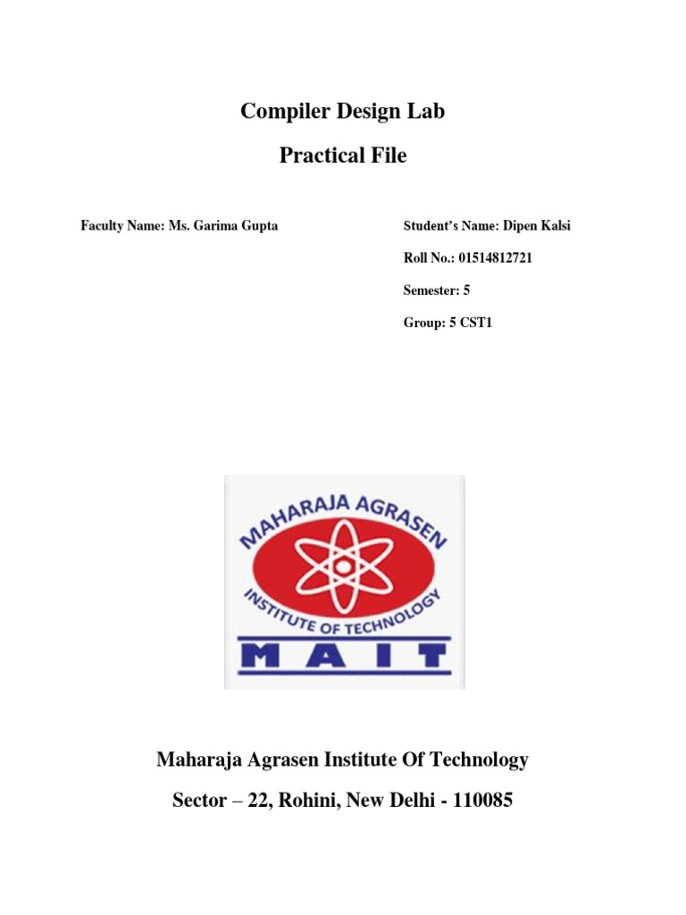 Compiler Design File DIpen Kalsi | PDF