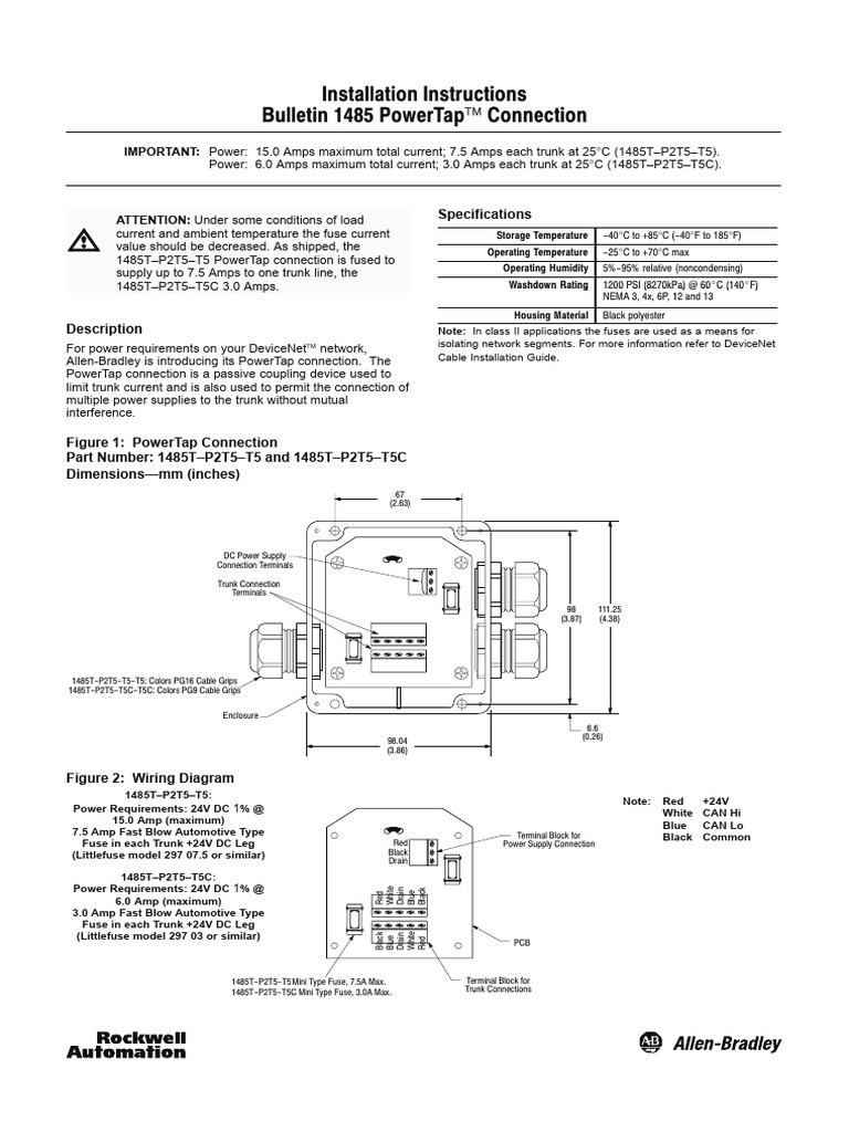 Allen Bradley 1485 Powertap | PDF | Fuse (Electrical) | Electrical Wiring