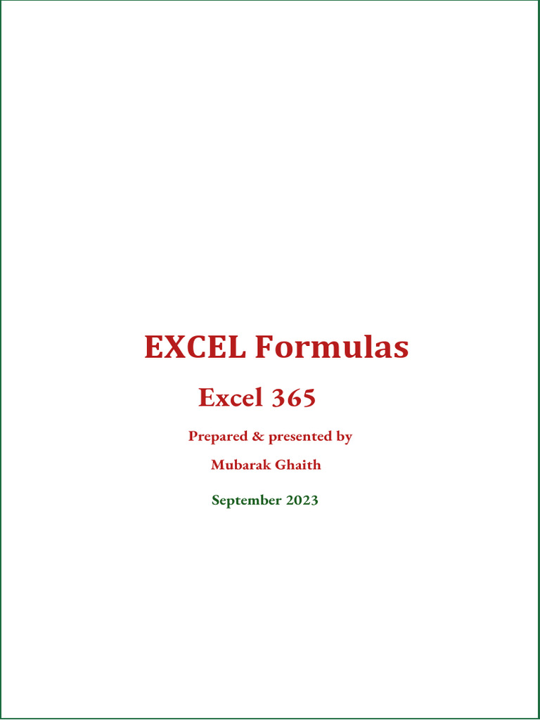 EXCEL Formulas 2023 | PDF