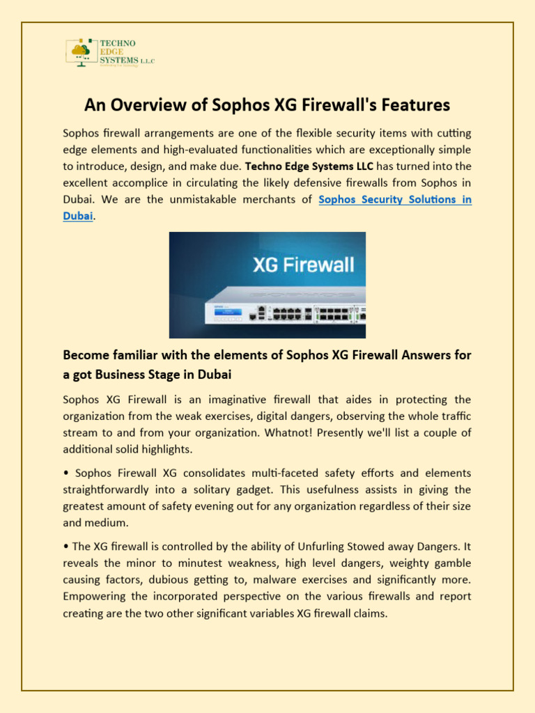 Sophos XG Firewall Features Overview | PDF | Computer Science ...