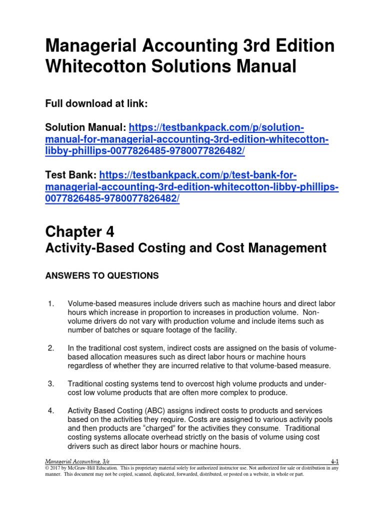 Managerial Accounting 3rd Edition Whitecotton Solutions Manual 1 | PDF ...