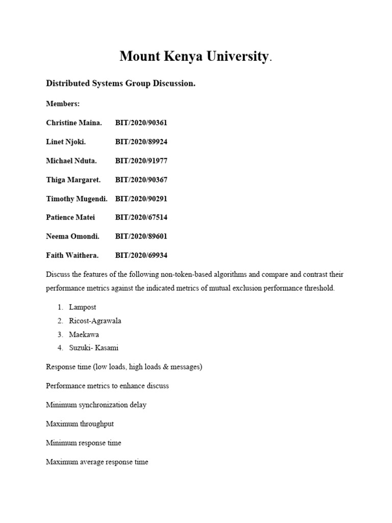 Distributed Systems Assignment Pdf Distributed Computing Telecommunications Engineering