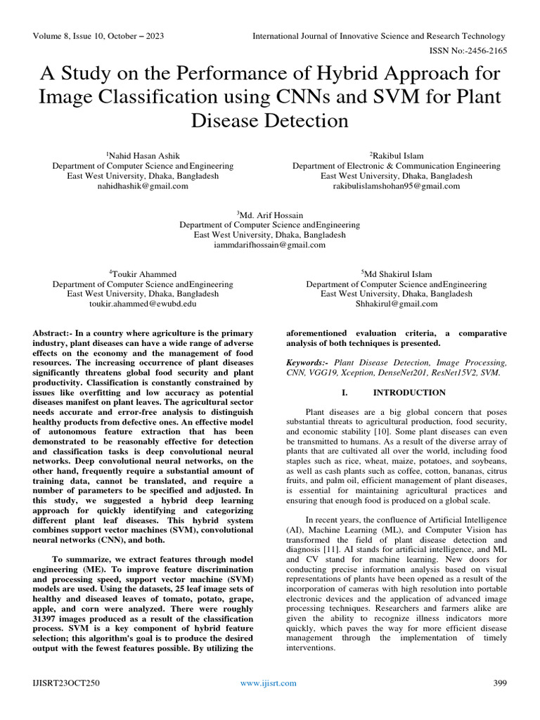A Study On The Performance of Hybrid Approach For Image Classification ...
