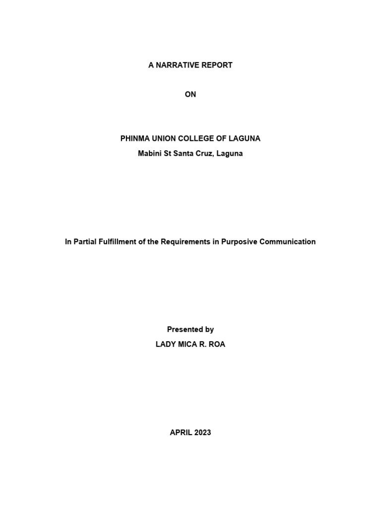 Narrative Report | PDF