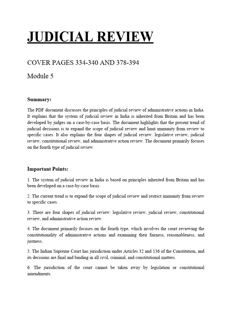 JUDICIAL REVIEW Class Notes Module 5 | PDF | Judicial Review | Jurisdiction