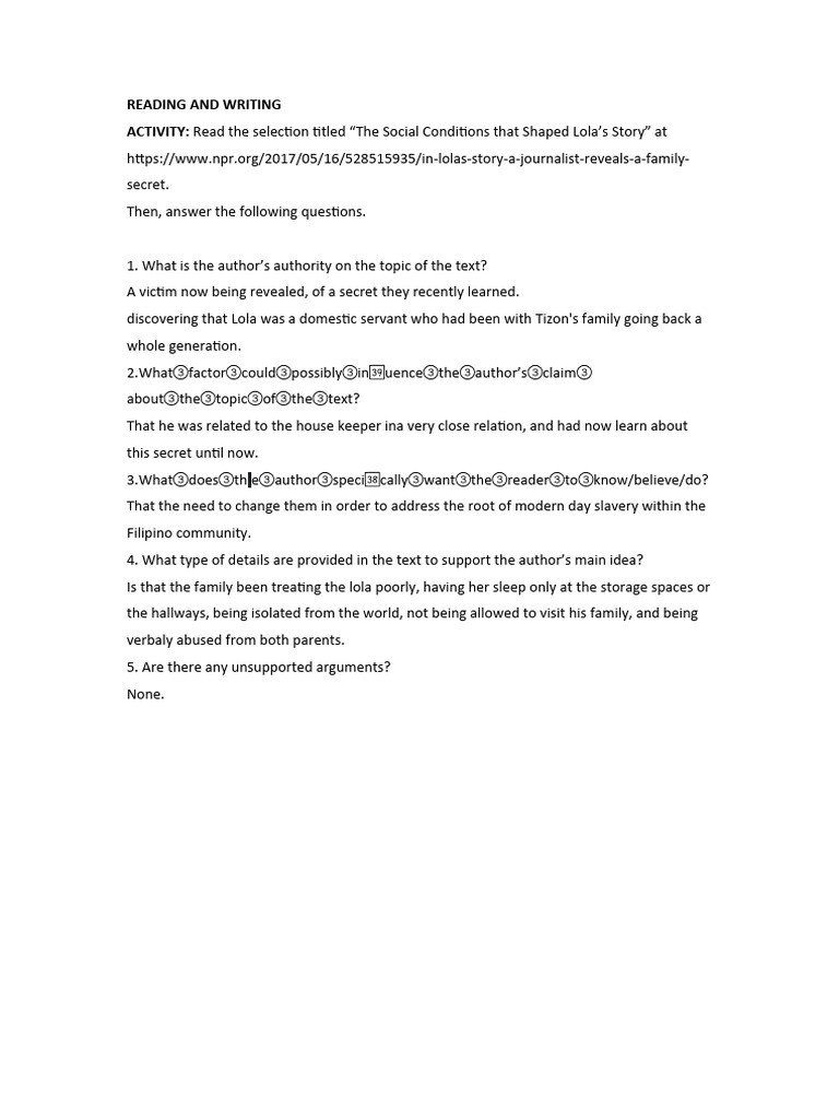 Activity Reading and Writing | PDF | Social Science | General Fiction