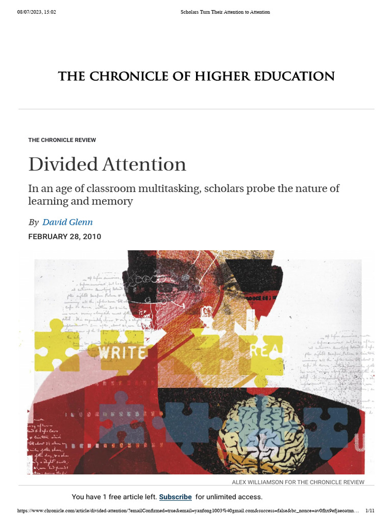 Attention To Attention | PDF | Attention | Working Memory