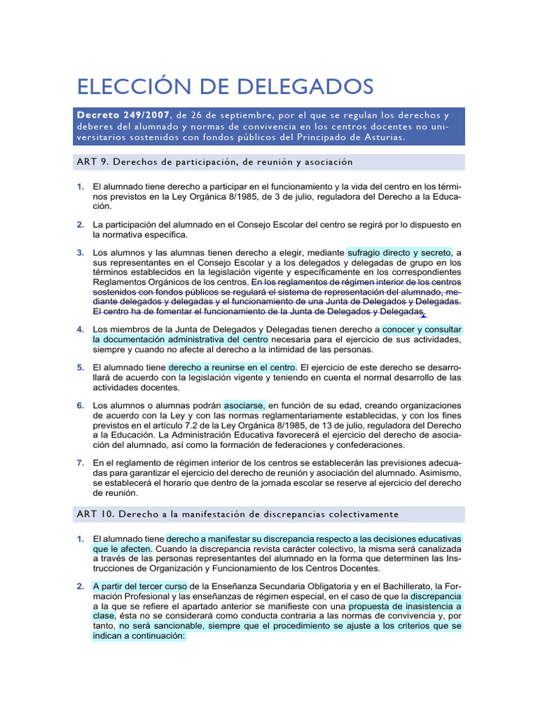 Elección de Delegados | PDF | Regulación | Enseñando