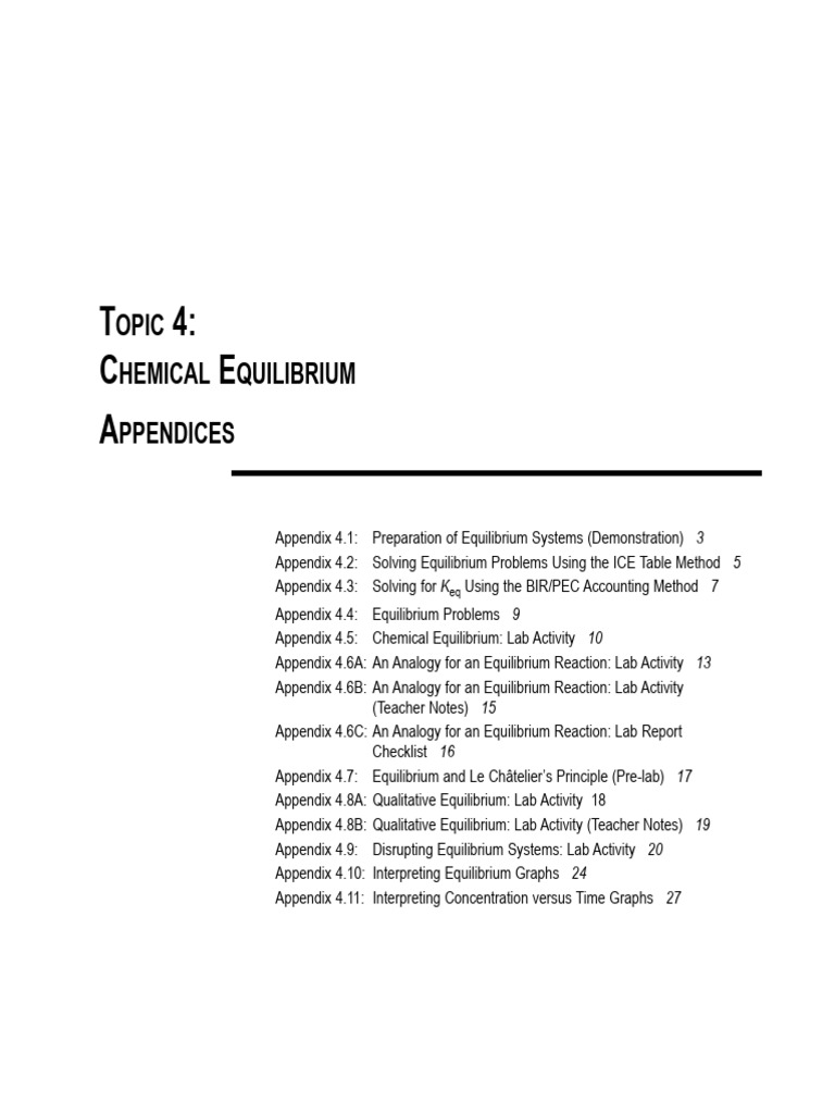 Chemical Equilibrium Appendices | PDF