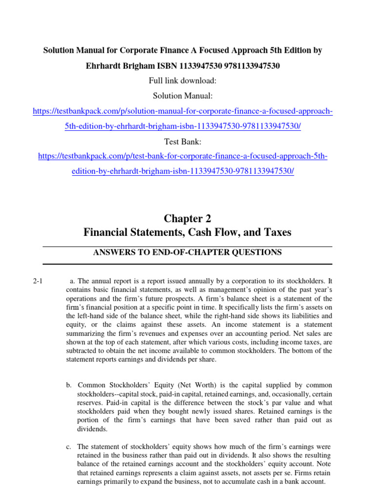 Corporate Finance Solutions Manual | PDF | Business | Law