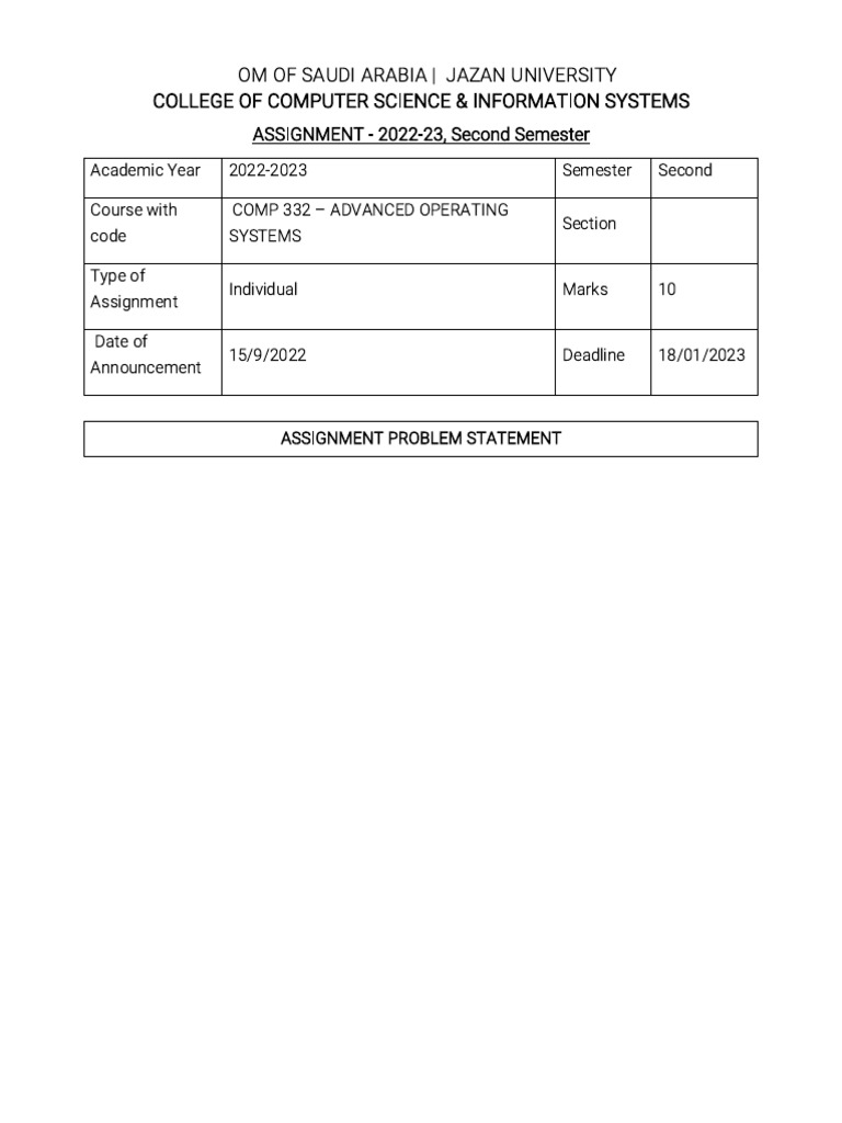Advanced Operating Systems Assignment | PDF