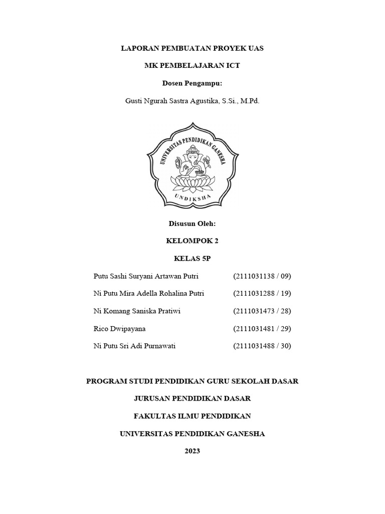 Laporan Pembuatan Proyek Uas Cahaya Baru | PDF | Seni