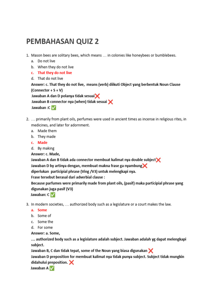 Pembahasan Quis 2 | PDF | Adverb | Noun