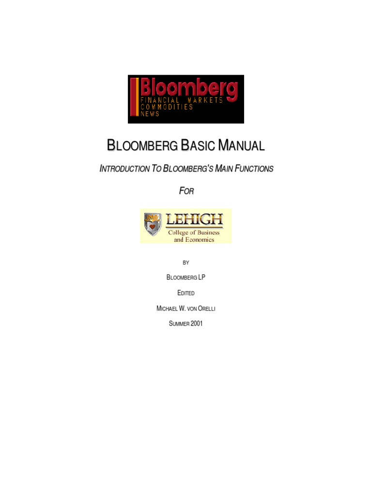 Bloomberg Manual | PDF | Bloomberg L.P. | Swap (Finance)