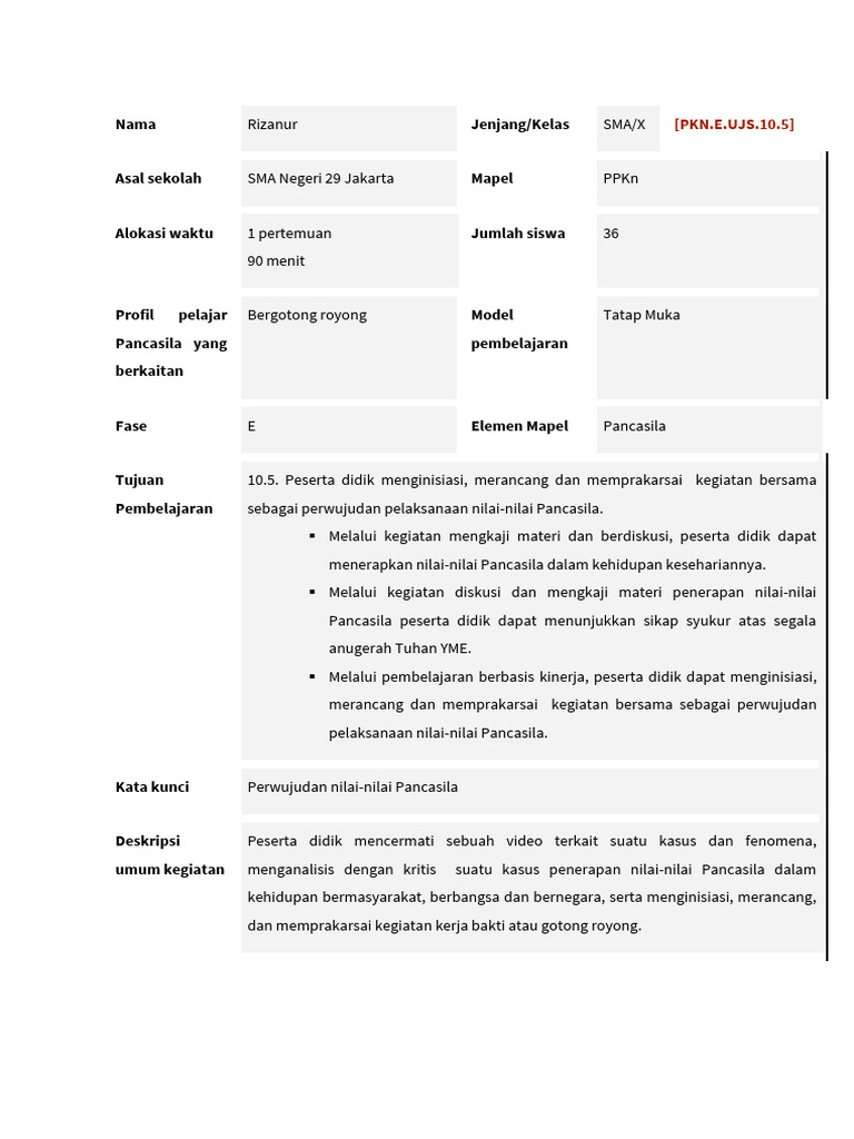 Ma - Pkn. E.ujs.10.5. - Rizanur - Sman29 | PDF | Career & Growth | Science & Mathematics