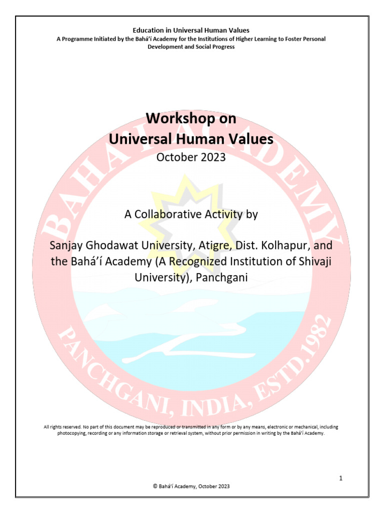Universal Human Values Workshop | PDF | Learning | Truth