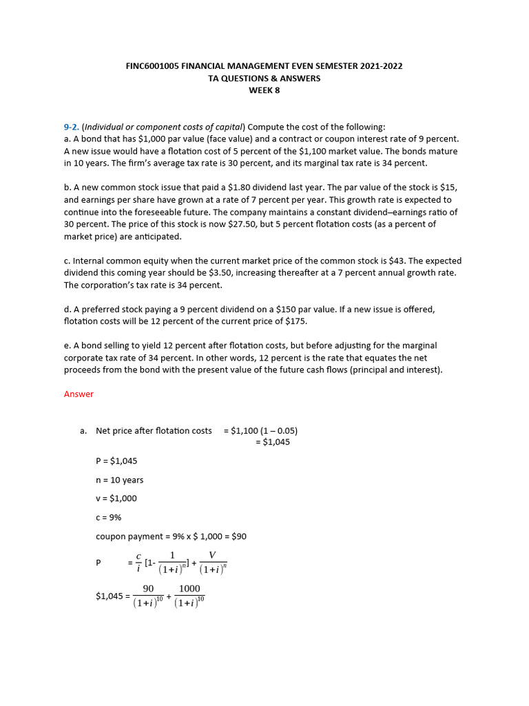 FINC6001 Question & Answer | PDF