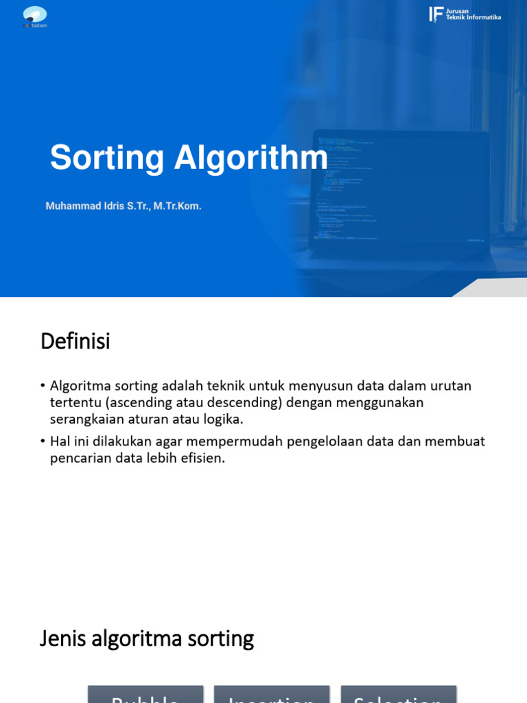 Teori 12 - Algoritma Sorting | PDF