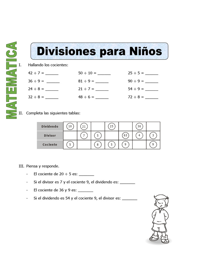 Ficha-Divisiones-para-Niños-para-Tercero-de-Primaria | PDF