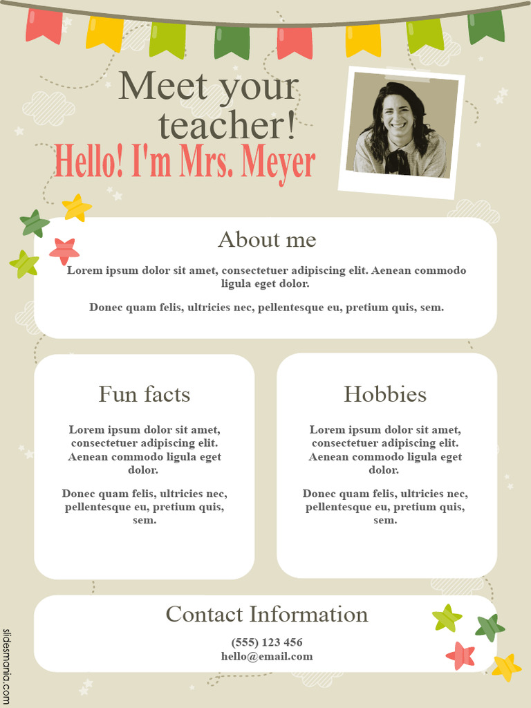 A4 Meet The Teacher 003 SlidesMania | PDF