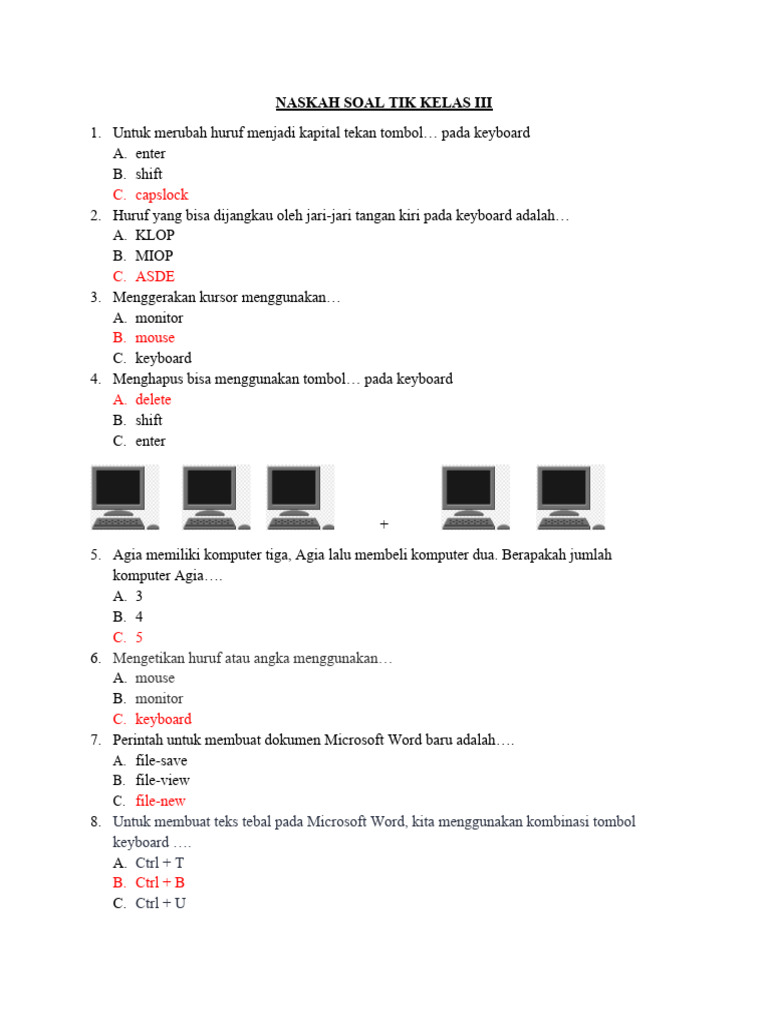 NASKAH SOAL TIK KELAS 3 | PDF