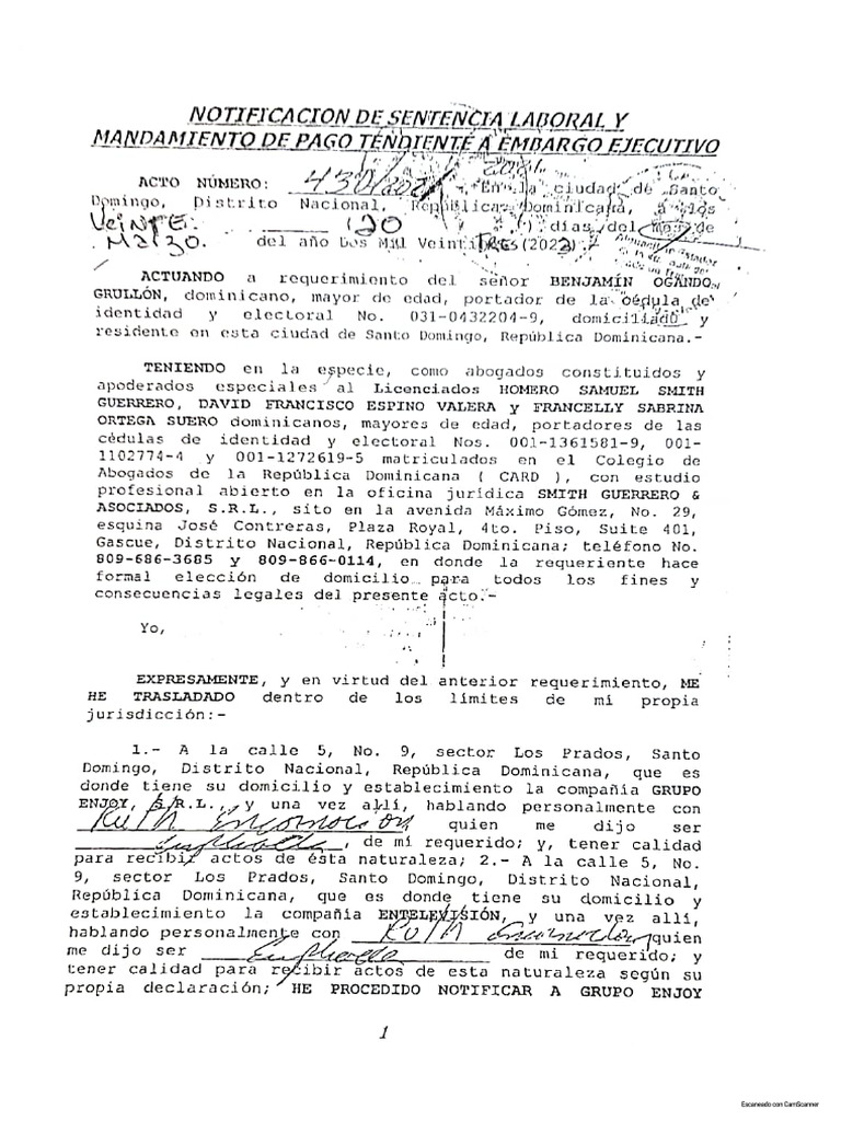 acto de alguacil de notificación de sentencia | PDF acto de alguacil de notificación de sentencia | PDF