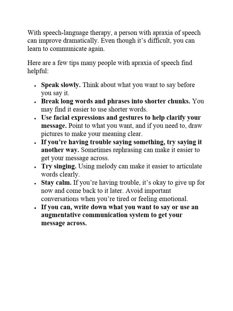 Adult Apraxia Strategies | PDF