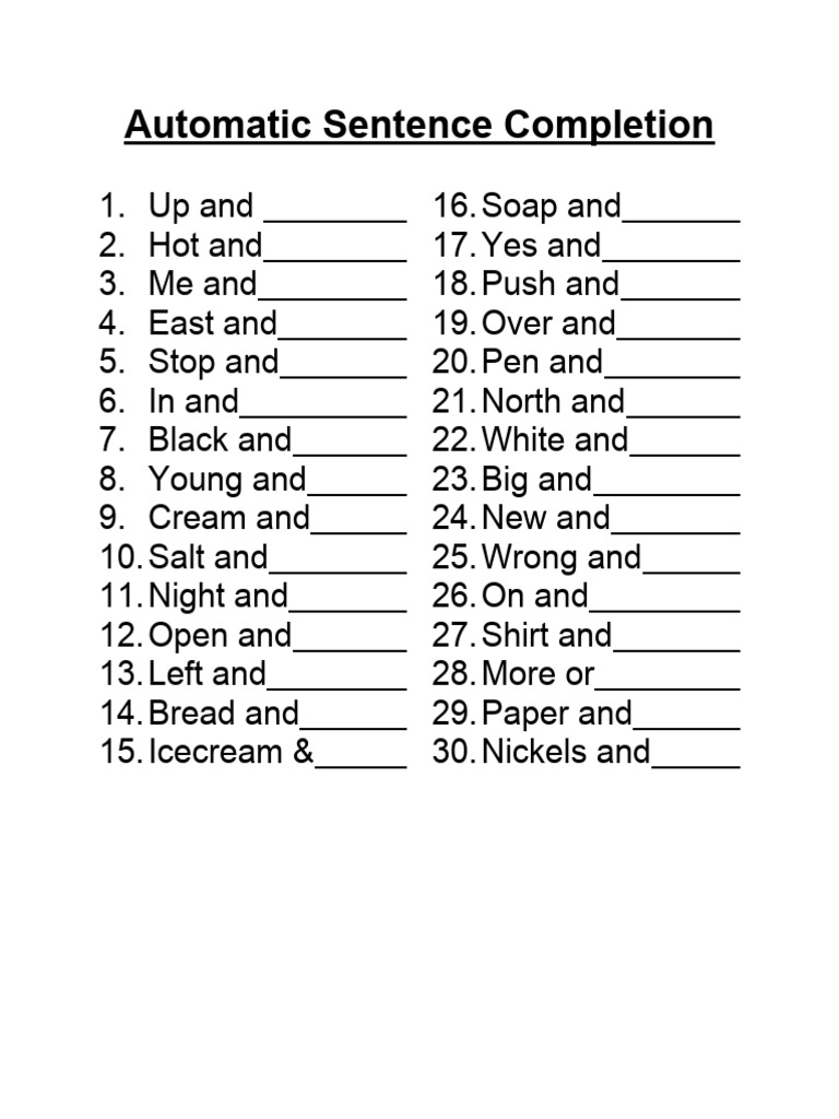 Automatic Sentence Completion Pdf