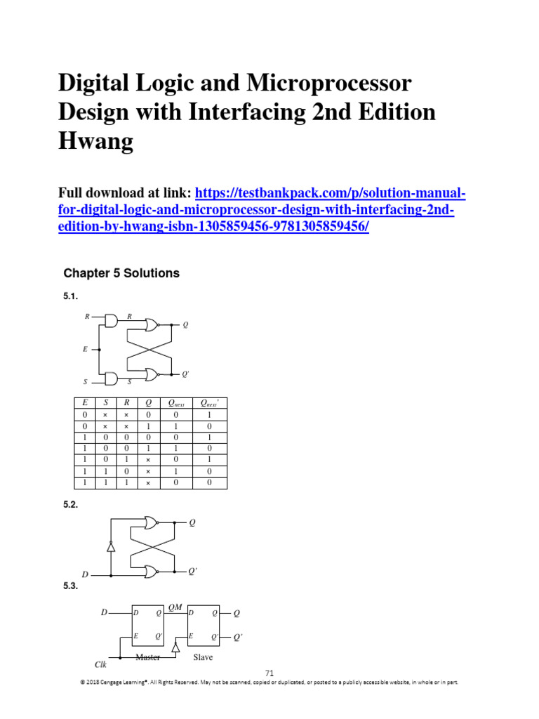 Digital Logic and Microprocessor Design With Interfacing 2nd Edition Hwang Solutions Manual 1 ...
