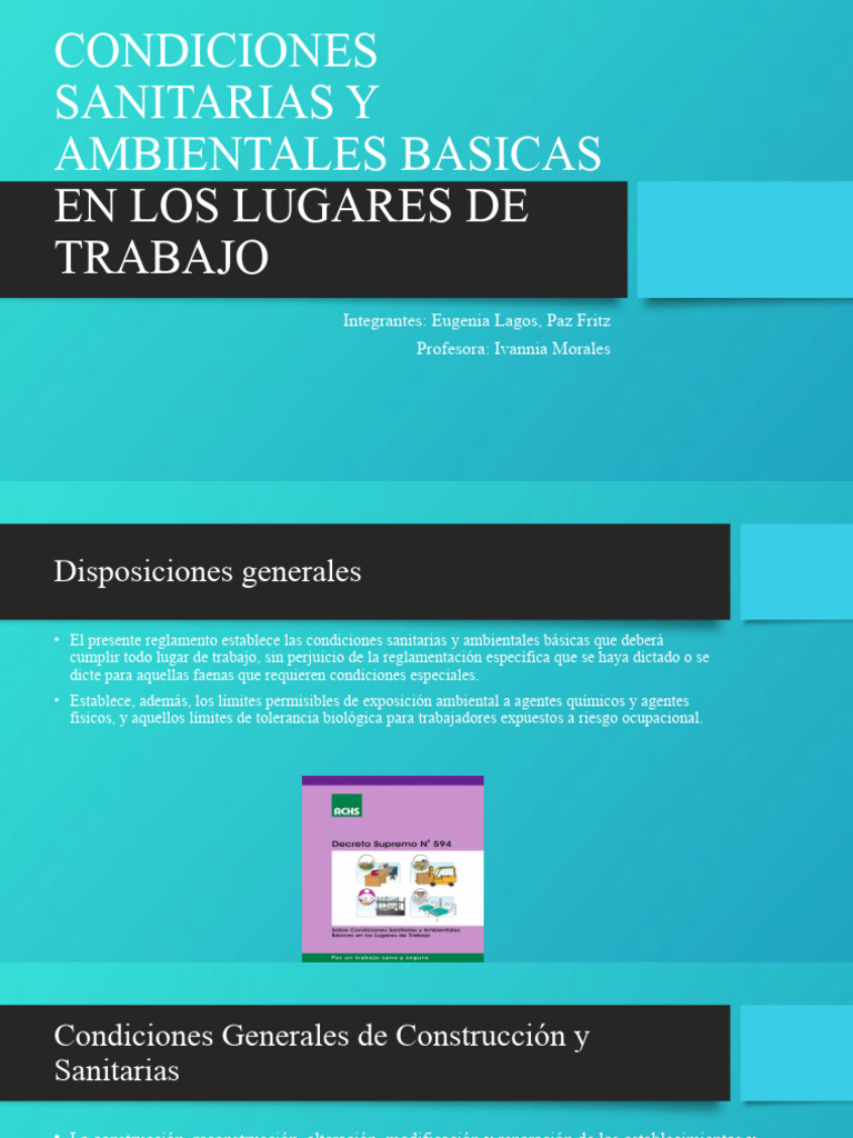 CONDICIONES SANITARIAS Y AMBIENTALES BASICAS EN LOS LUGARES de Trabajo | PDF