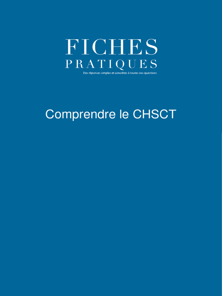 Comprendre le rôle du CHSCT | PDF | Risque | Conditions de travail