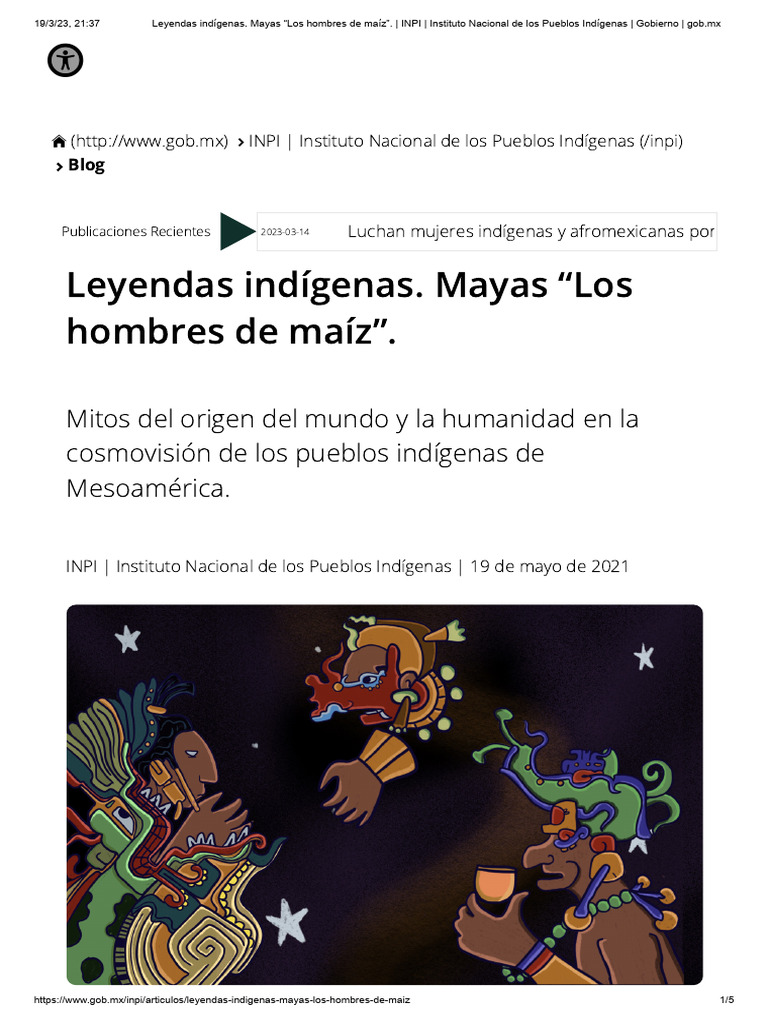Leyendas Indígenas. Mayas "Los Hombres de Maíz" | PDF | Viajes y turismo