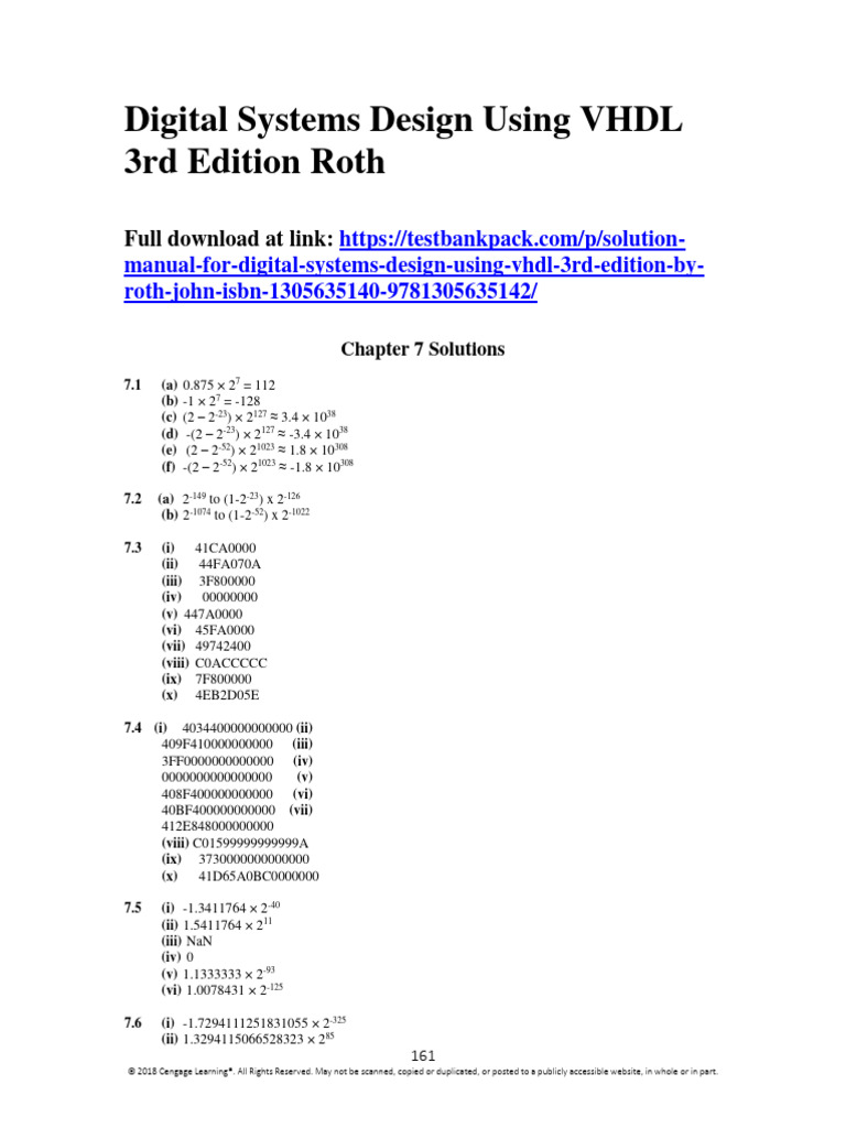 Digital Systems Design Using VHDL 3rd Edition Roth Solutions Manual 1 | PDF | Computer ...