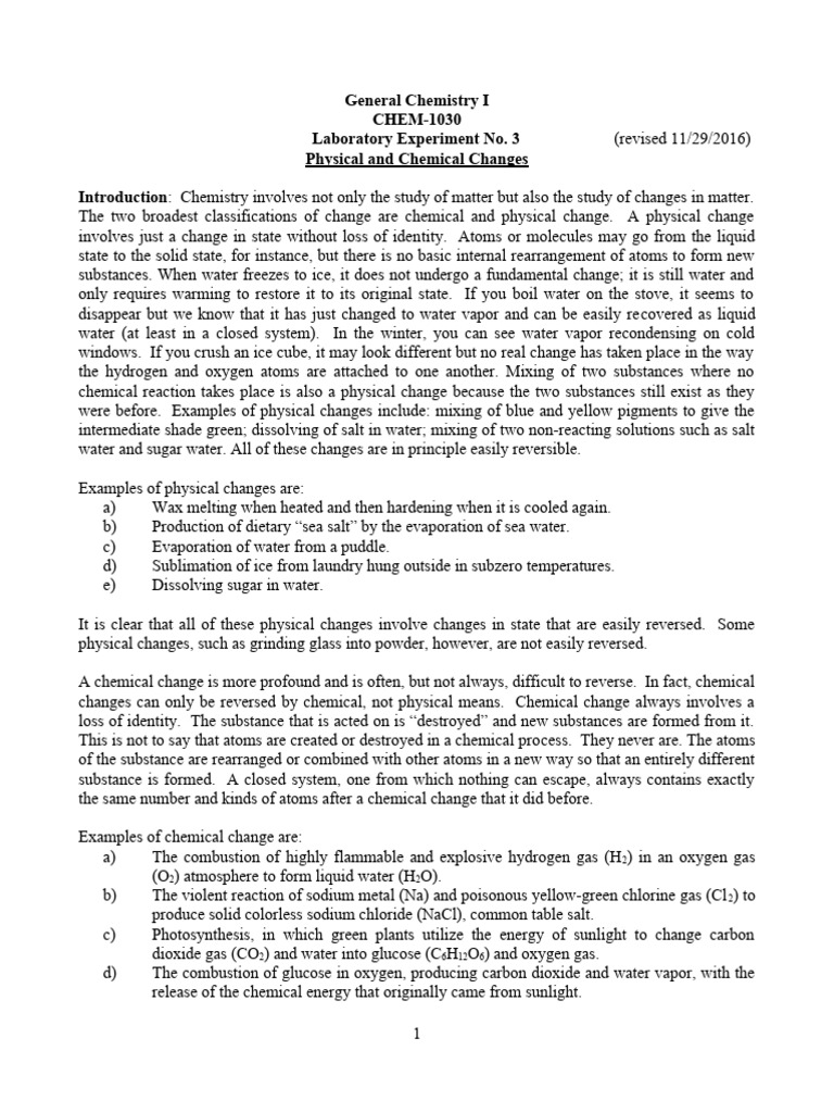 Physical vs. Chemical Changes in Chemistry | PDF | Home & Garden