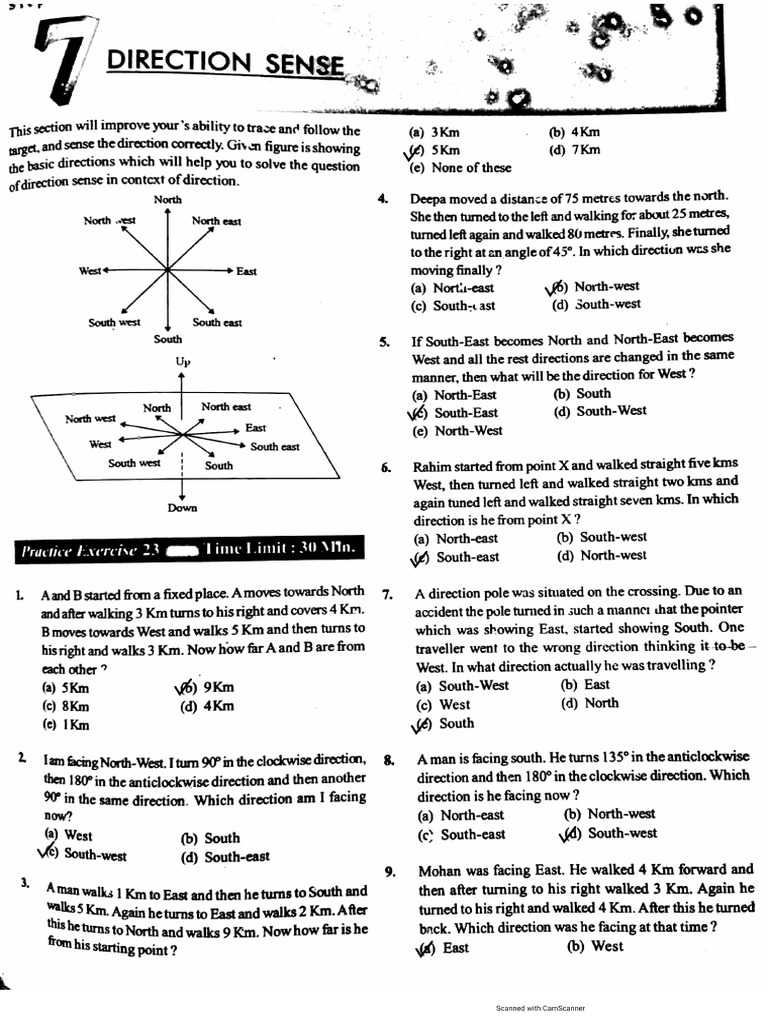 Direction Sense Test | PDF