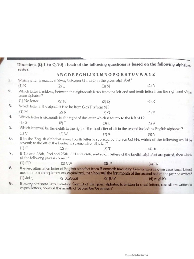 Alphabet Test-1 | PDF