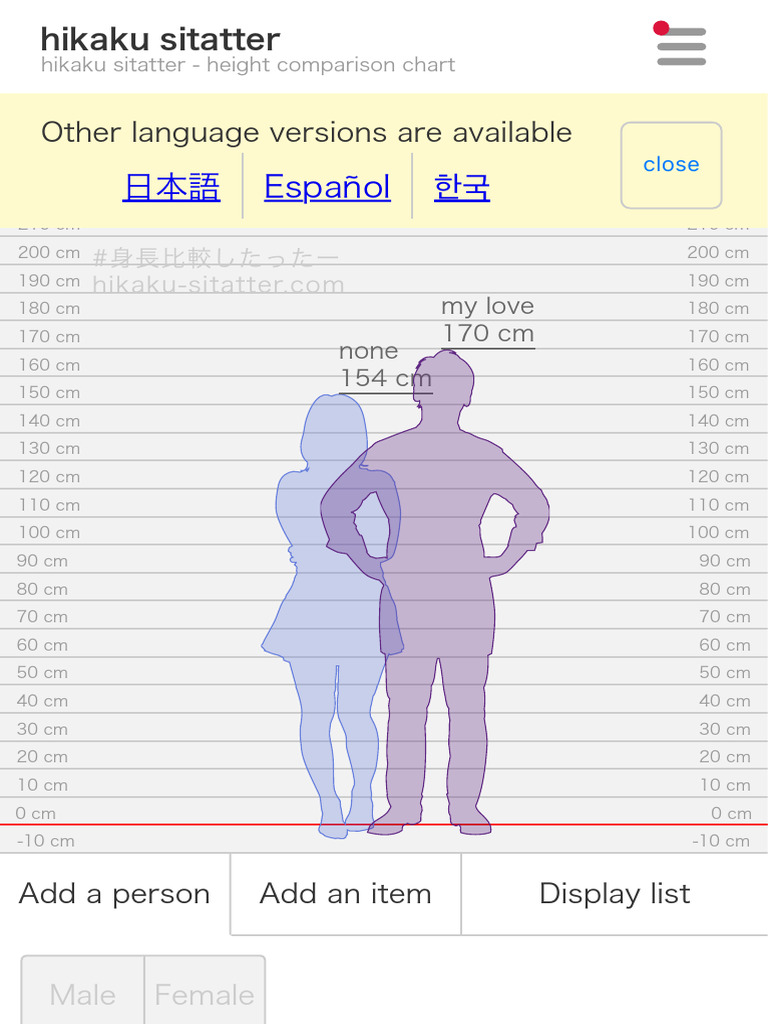 Hikaku Sitatter - Height Comparison Chart | PDF